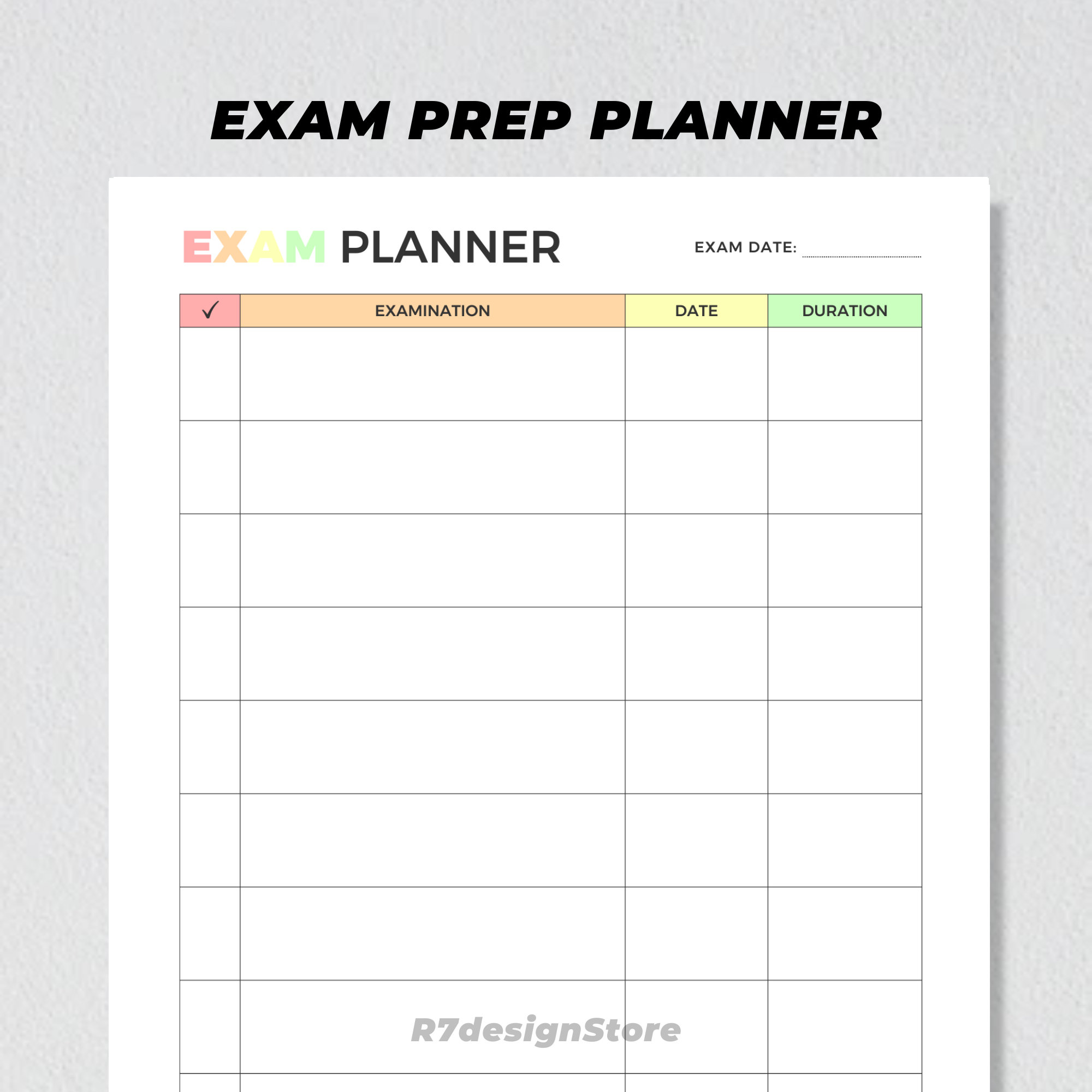 Exam Planner Printable, Student Exam Prep Organizer, Subject Study ...