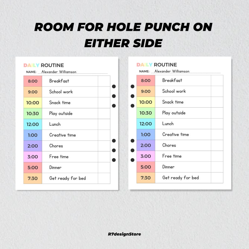 Kids Daily Routine Printable Chart, Daily Children Responsibility ...