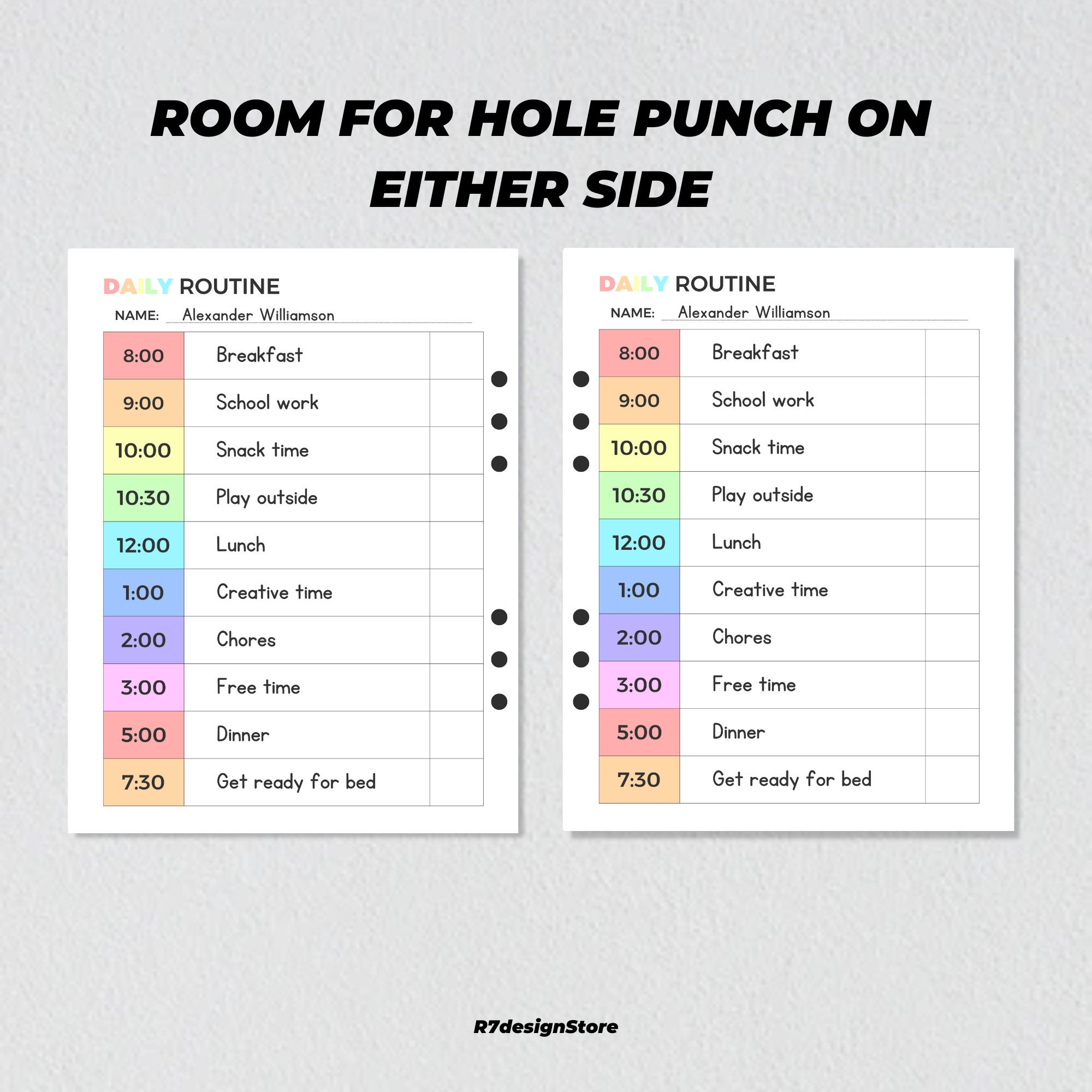 Kids Daily Routine Printable Chart, Daily Children Responsibility ...