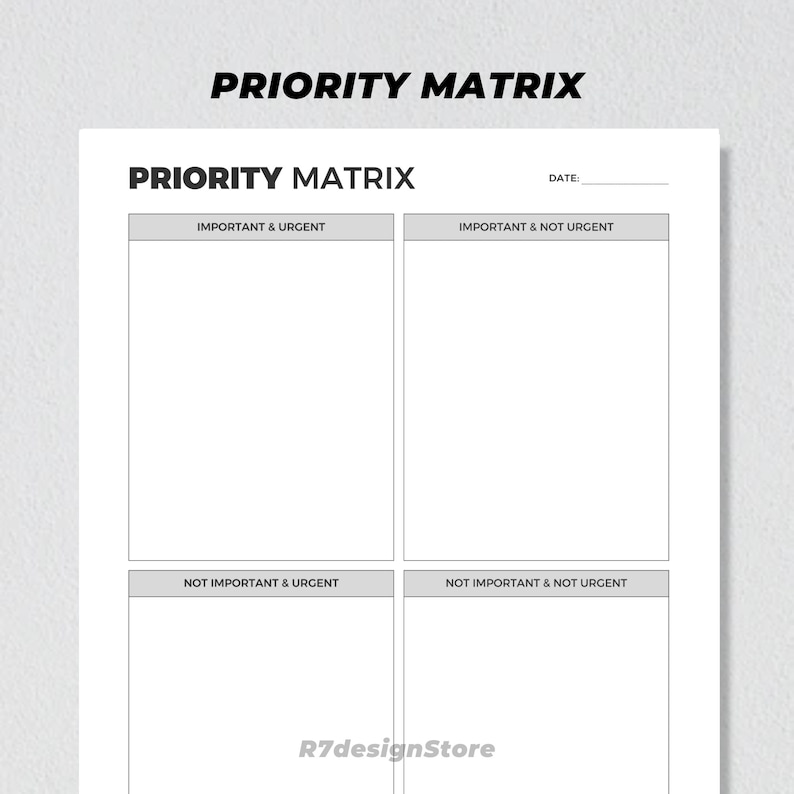 Priority Matrix Printable, Decision Matrix, Daily Productivity Planner ...