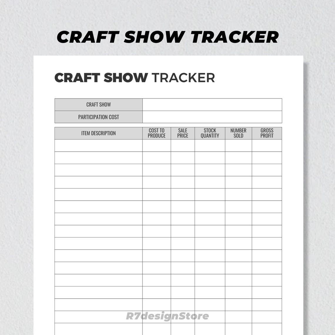 Craft Show Tracker Printable, Craft Fair Planner, Sales Profit Tracker ...