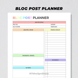 Blog Post Planner Printable, Blogger Checklist Tracker, Social Media ...
