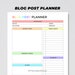Blog Post Planner Printable, Blogger Checklist Tracker, Social Media ...