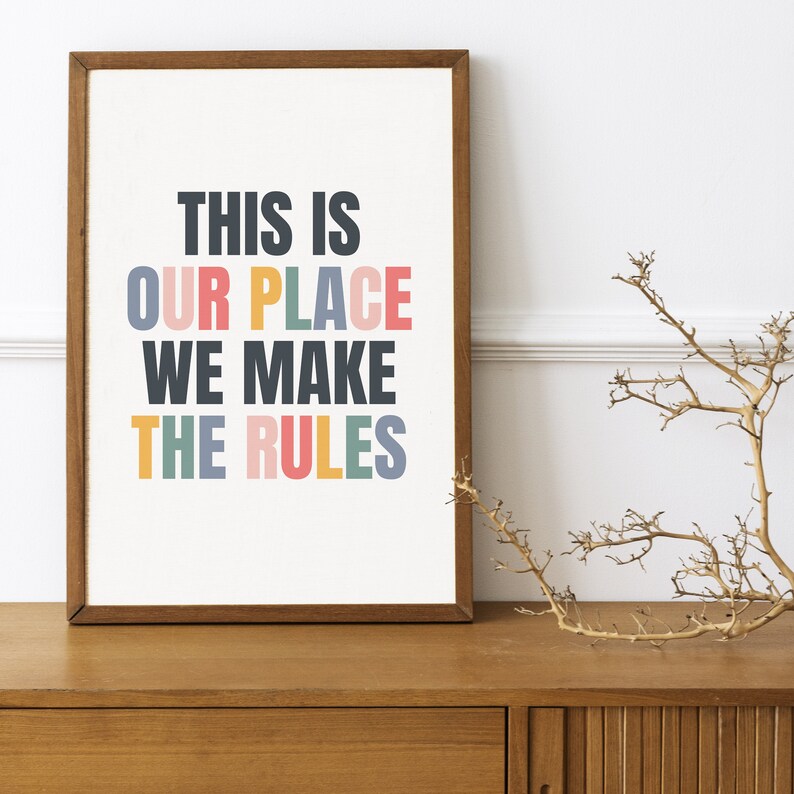 This is Our Place Wall Art Printable, Colorful Typography, Funny Family ...