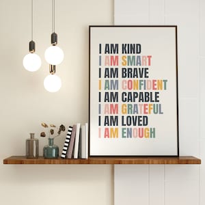 I Am Kind I Am Smart Art Printable, Colorful Motivational Wall Art ...