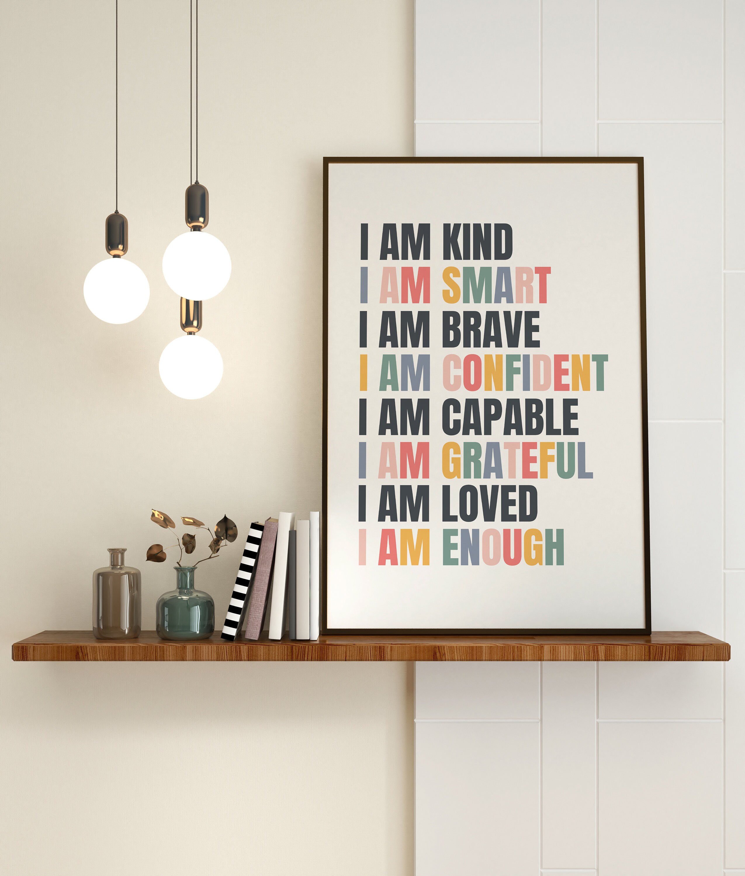 I Am Kind I Am Smart Art Printable, Colorful Motivational Wall Art ...