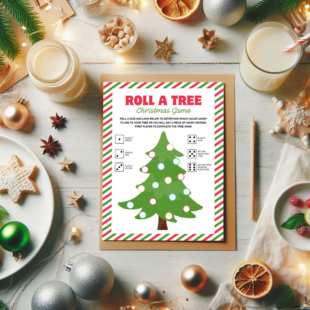 Roll a Christmas Tree Game Printable, Christmas Party Game, Roll a Dice ...