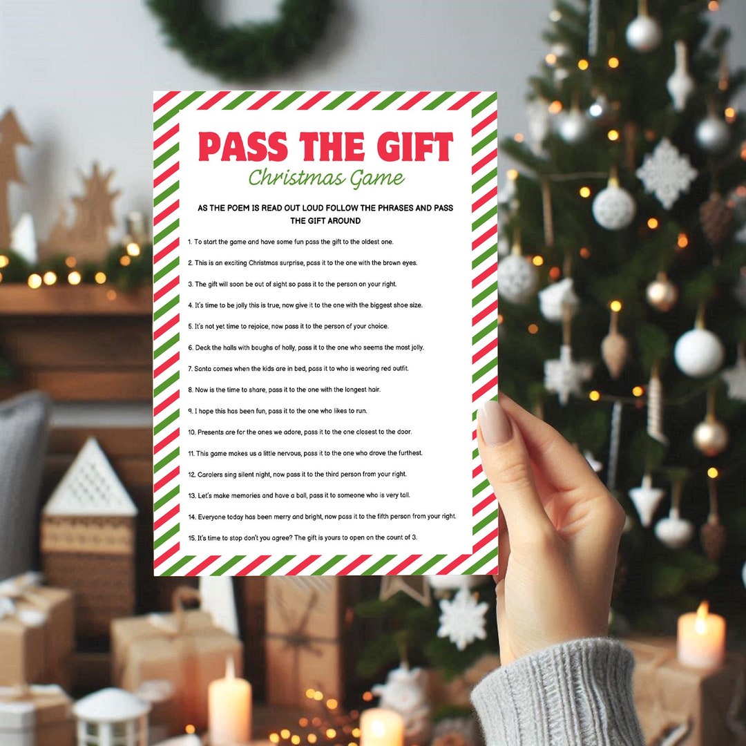 Christmas Pass the Gift Game Printable, Pass the Prize Poem, Family ...