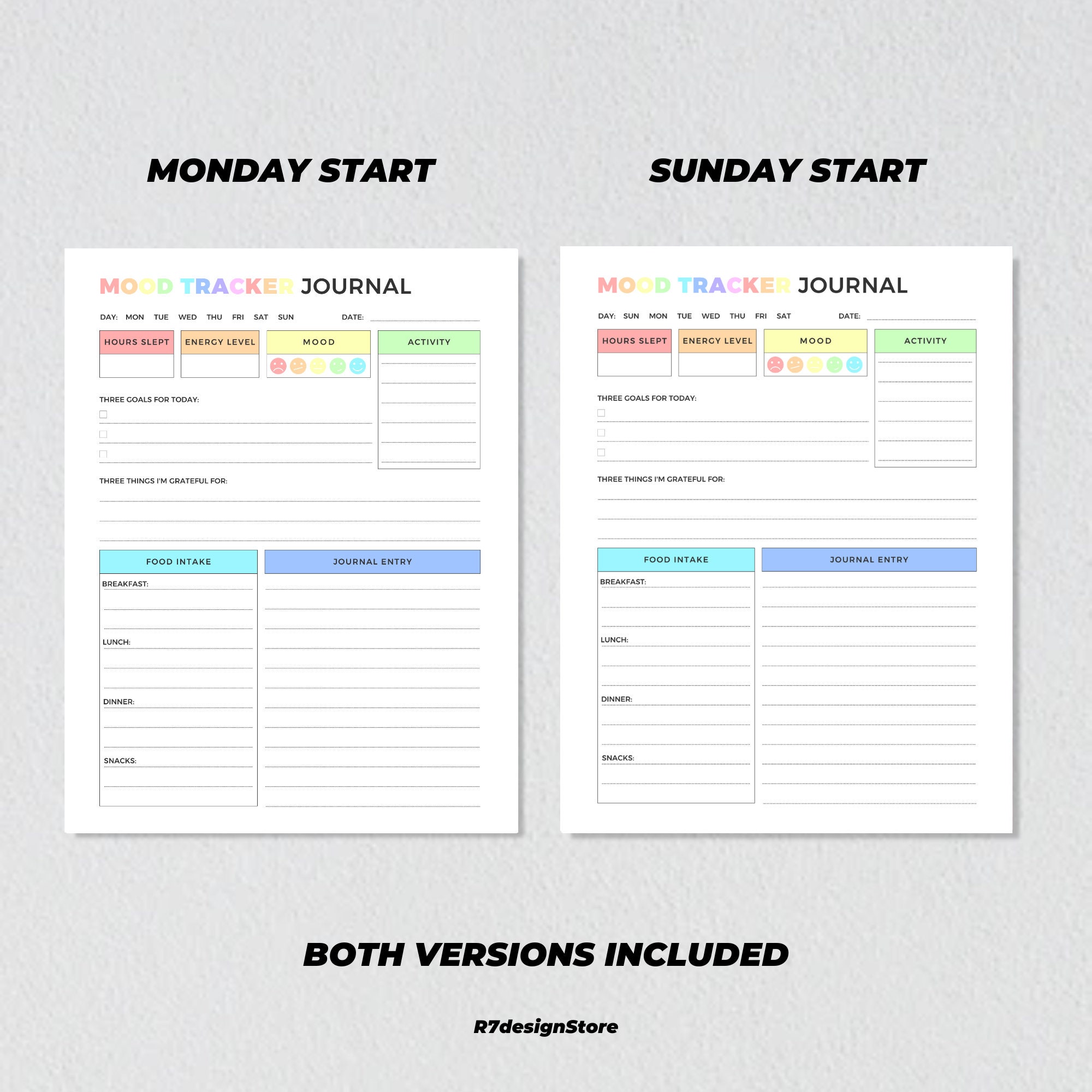 Mood Tracker Journal Printable, Emotion Wellness Tracker, Anxiety ...