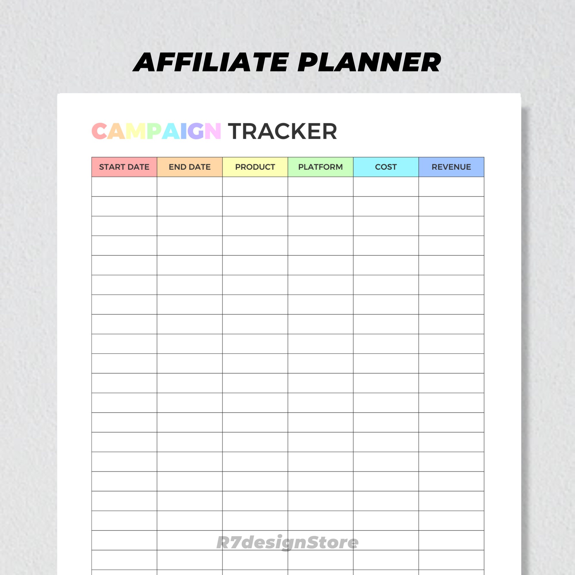 Affiliate Marketing Planner Printable, Affiliate Program Tracker ...
