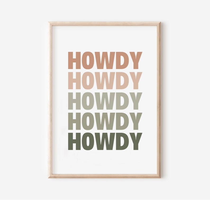 Howdy Printable Wall Art, Western Poster, Boho Colorful Typography ...