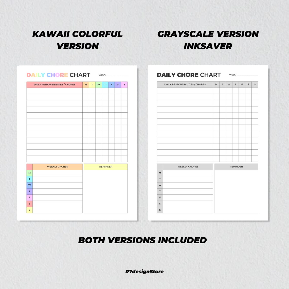 Daily Chores Chart Printable, Kids Responsibility Checklist Planner ...