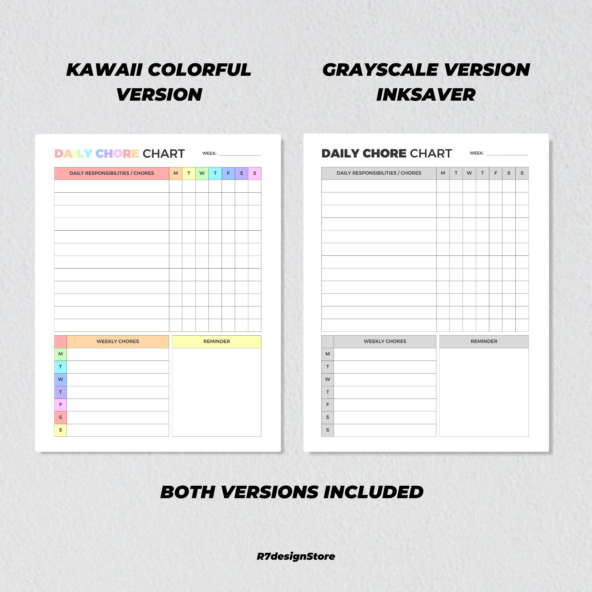 Daily Chores Chart Printable, Kids Responsibility Checklist Planner ...