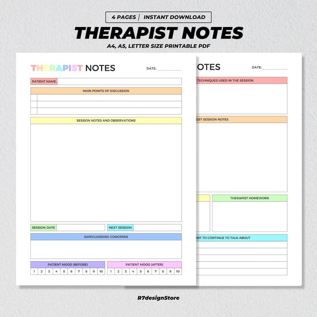 Therapist Notes Printable, Therapy Session Tracker, Counseling Report ...
