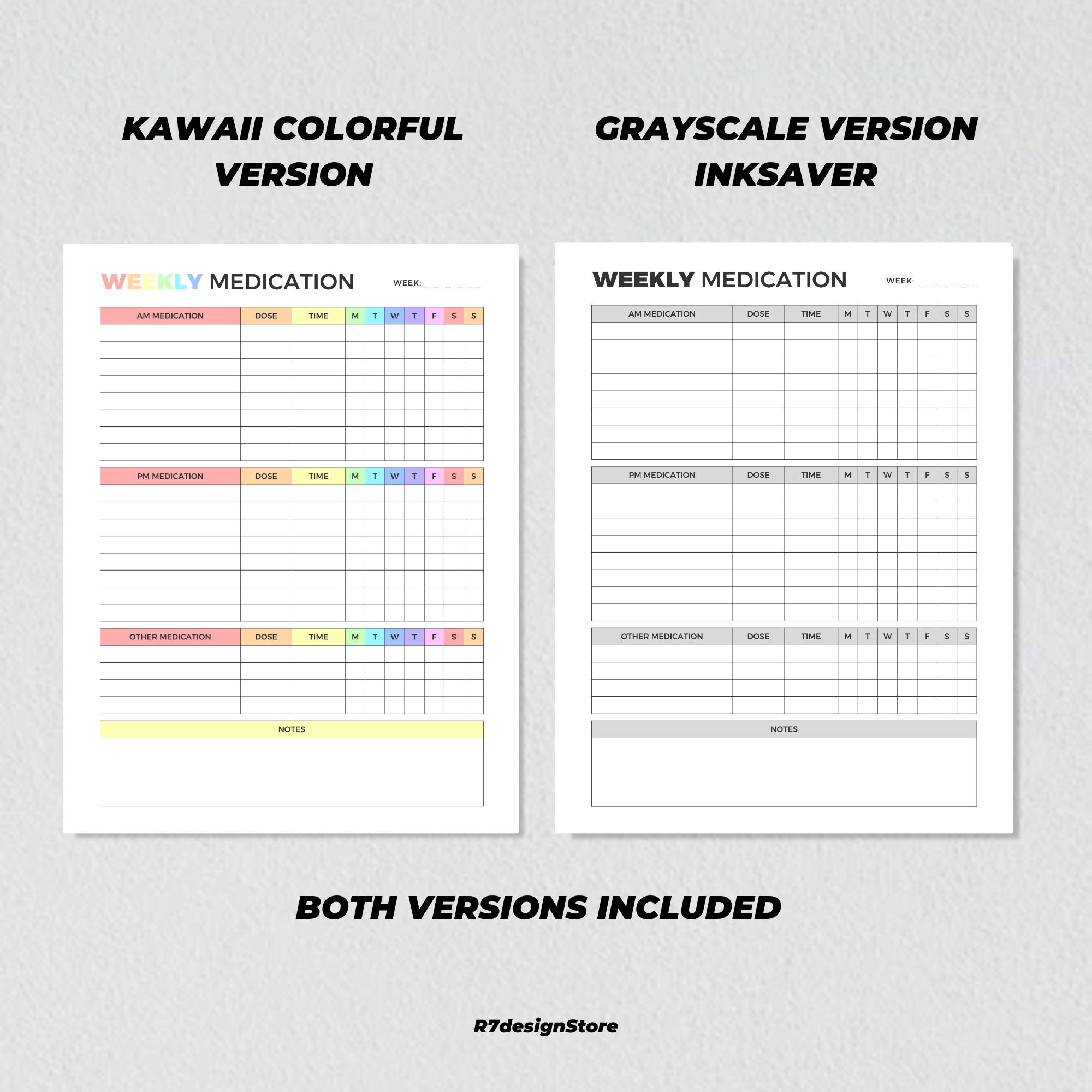 Weekly Medication Log Printable, AM PM Medicine Dosage Tracker ...