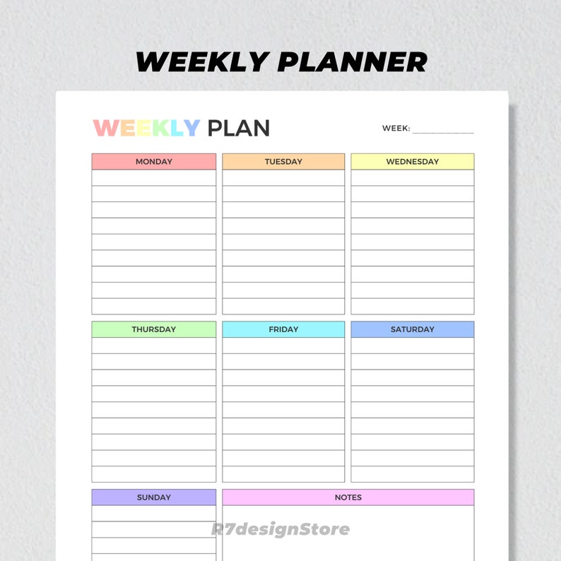 Weekly Planner Printable, Daily Task Tracker, to Do List Schedule, Week ...