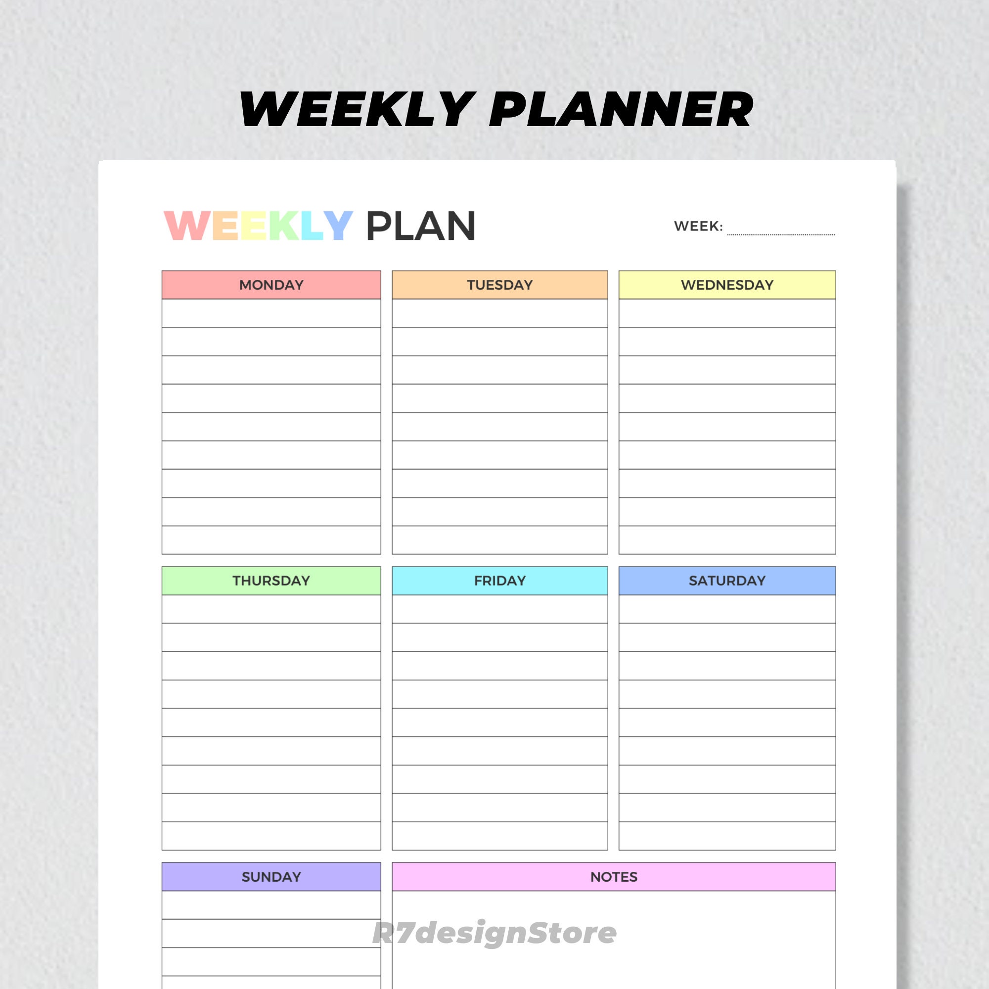 Weekly Planner Printable, Daily Task Tracker, to Do List Schedule, Week ...