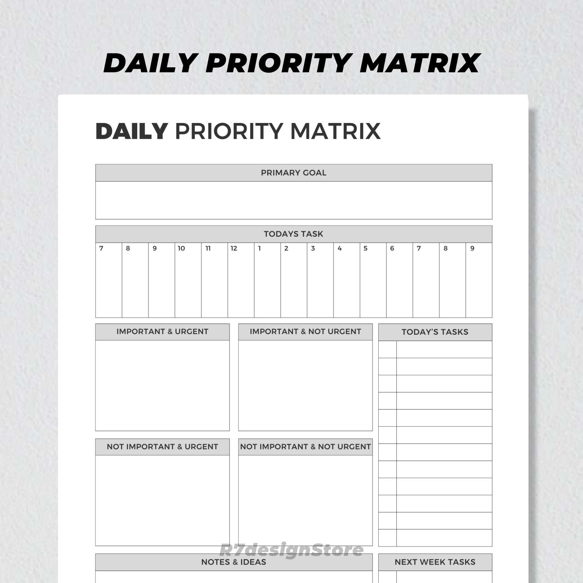 Daily Priority Matrix Printable, Decision Matrix, Productivity Planner ...