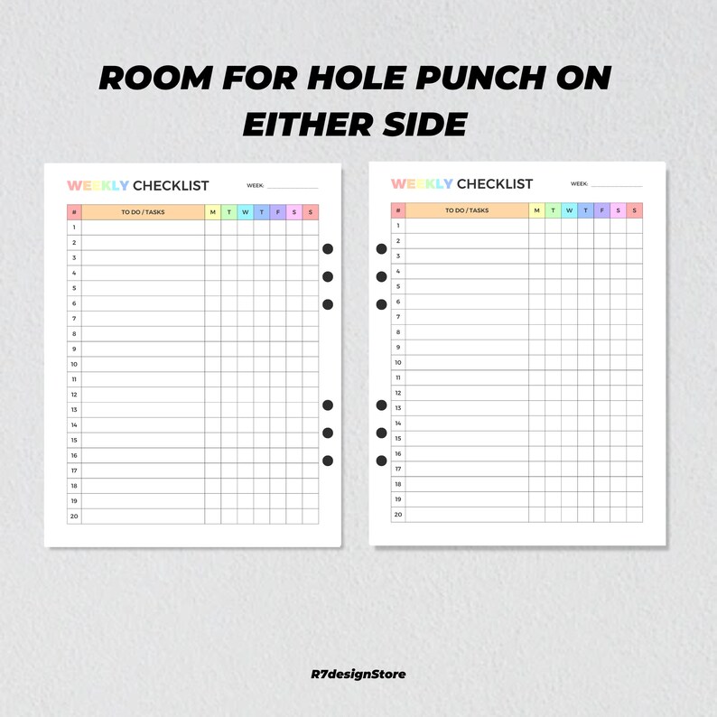 Buy Weekly Checklist Printable, Kawaii Colorful to Do List Template ...