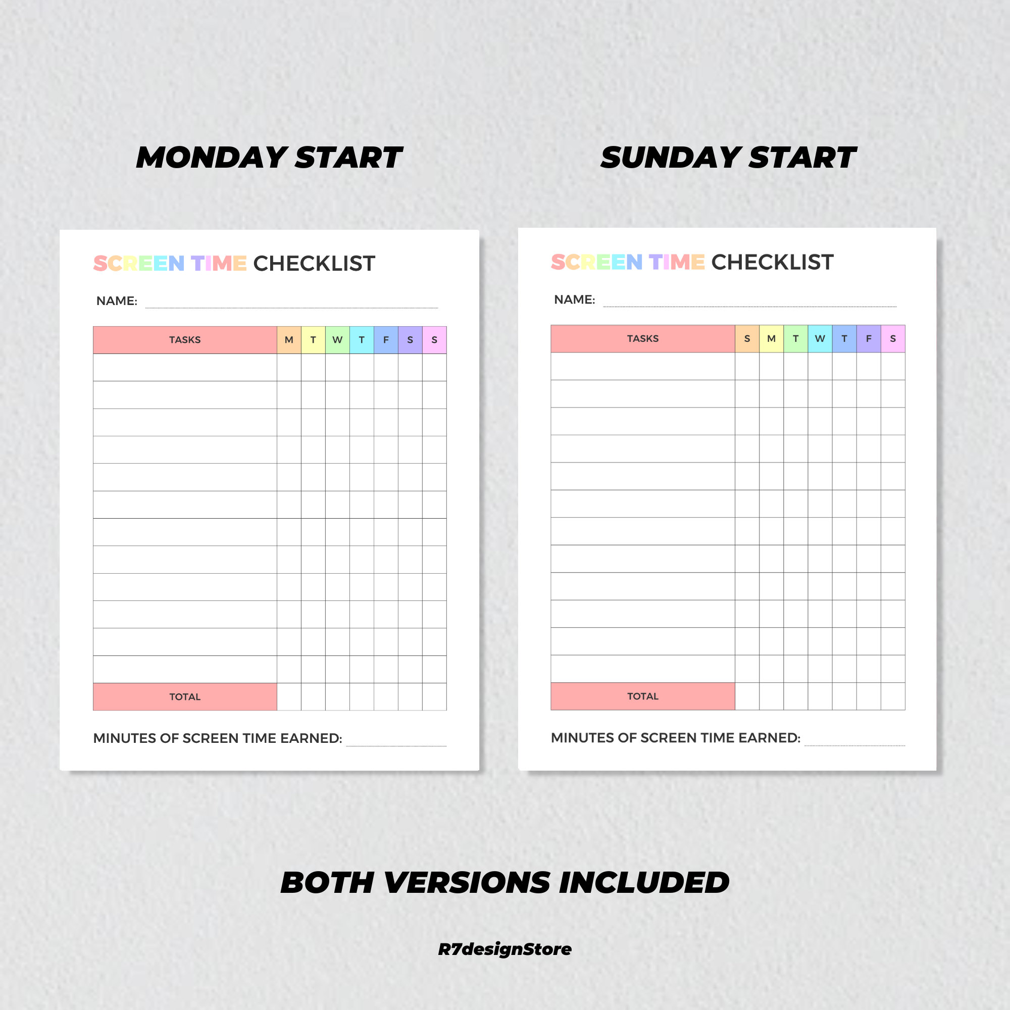 Buy Kids Screen Time Checklist Printable, Weekly Chore Chart, Earn ...