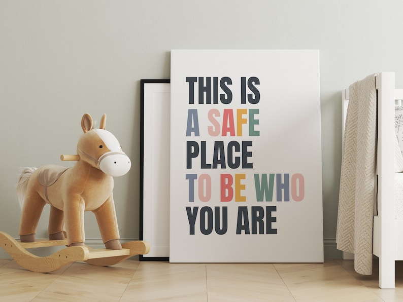 Safe Place Wall Art Printable, Colorful Typography, Positive Classroom ...