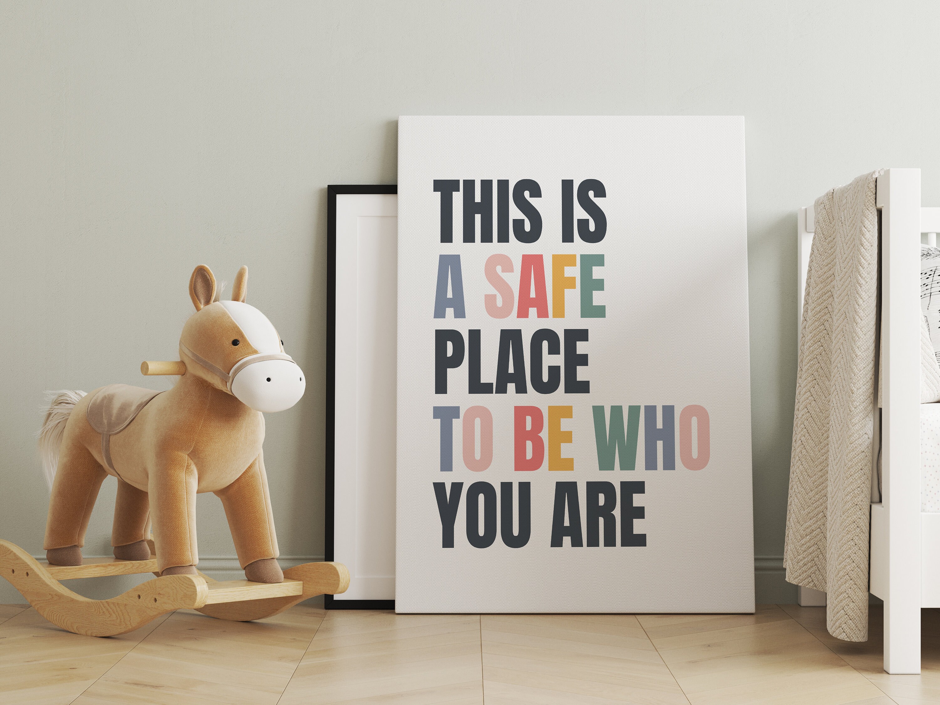 Safe Place Wall Art Printable, Colorful Typography, Positive Classroom ...