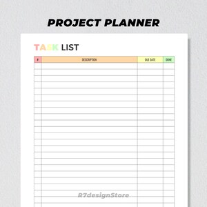 Buy Project Planner Printable, Productivity Tracker, Business Project ...