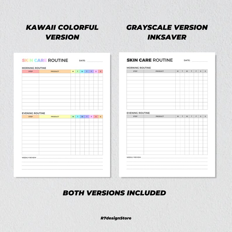 Skin Care Routine Printable, Self Care Checklist Template, 7 Day Skin ...