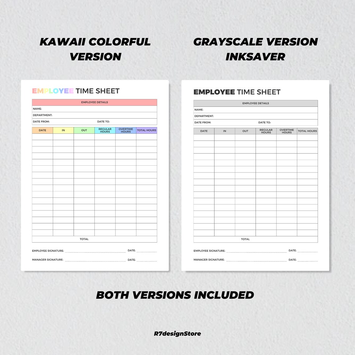 Employee Timesheet Printable, Daily Employee Time Tracker, Staff in Out ...