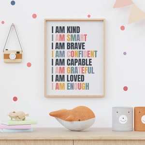 I Am Kind I Am Smart Art Printable, Colorful Motivational Wall Art ...