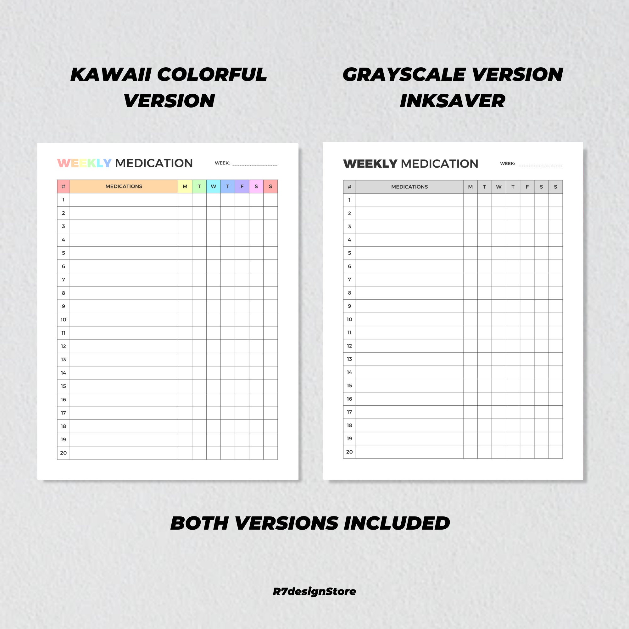 Weekly Medication Log Printable, Medicine Dosage Tracker, Medication ...