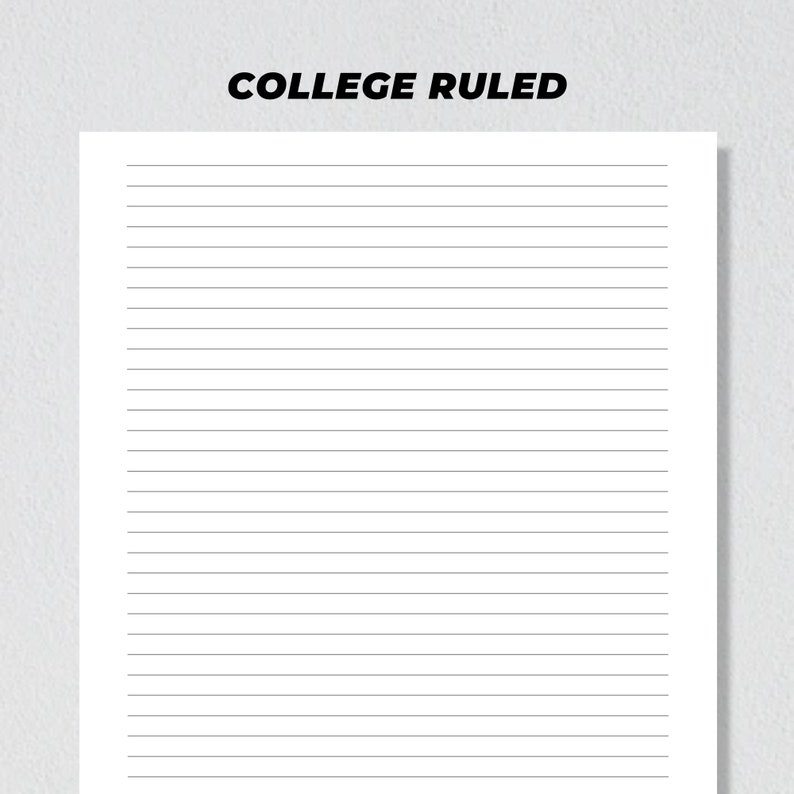 Buy Lined Paper Printable, Wide Ruled Paper, College Ruled Paper ...