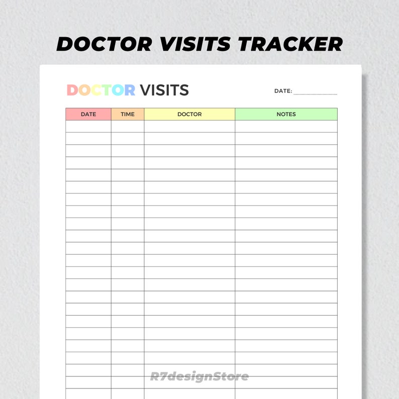 Doctor Visits Printable, Medical Notes Tracker, Doctor Appointment Log ...