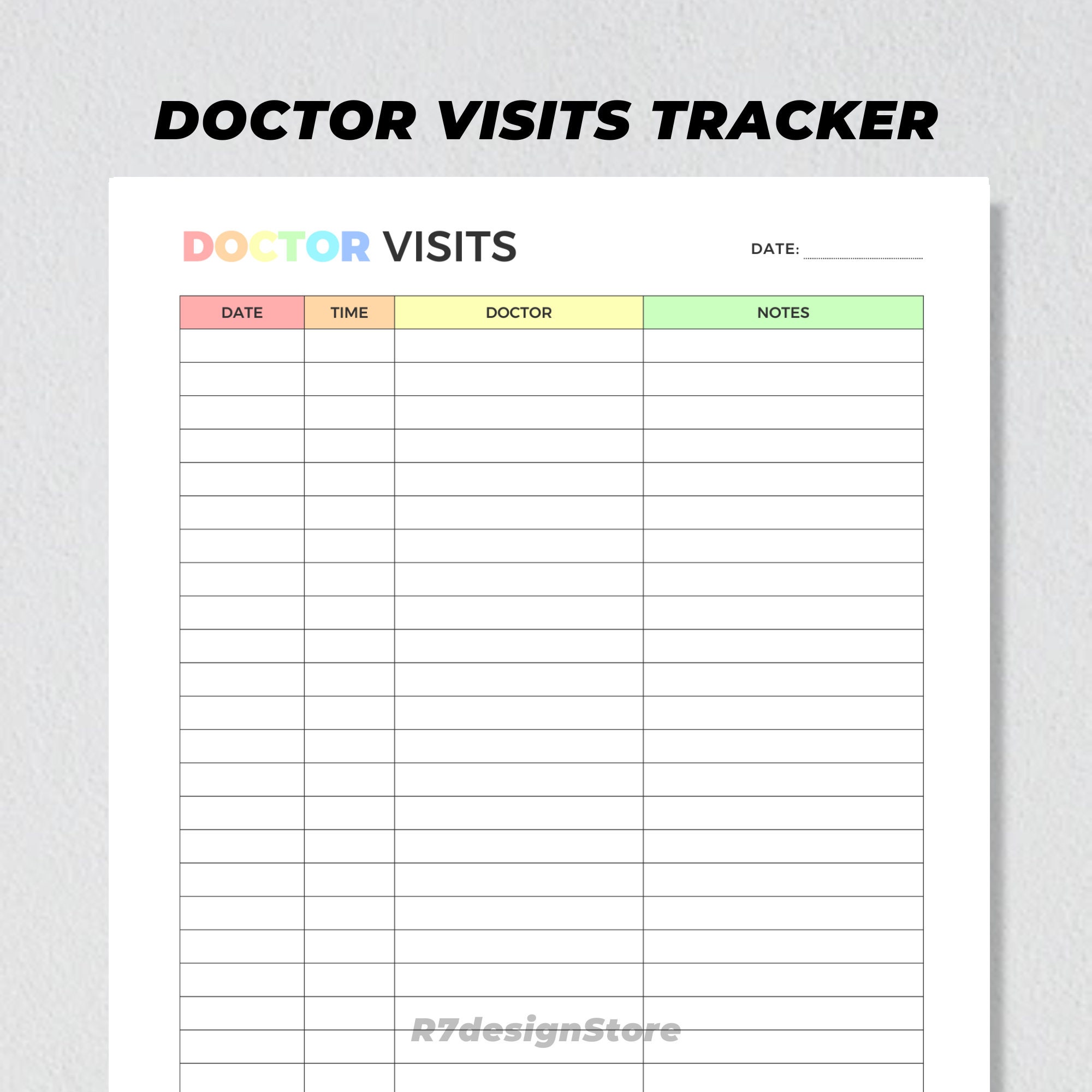 Doctor Visits Printable, Medical Notes Tracker, Doctor Appointment Log ...