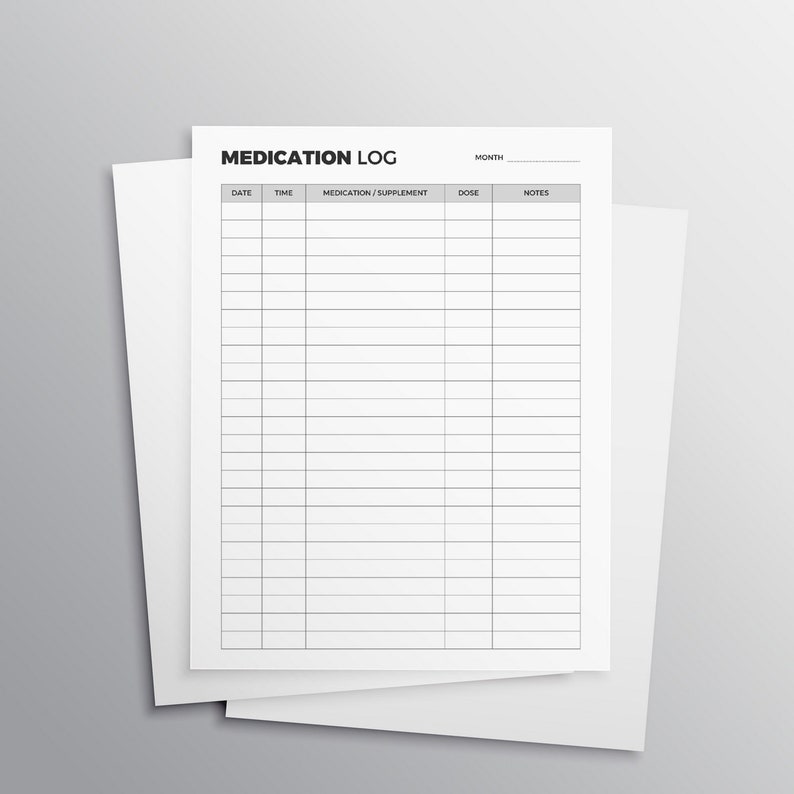 Medication Log Printable, Medicine Dosage Tracker, Medication Report ...