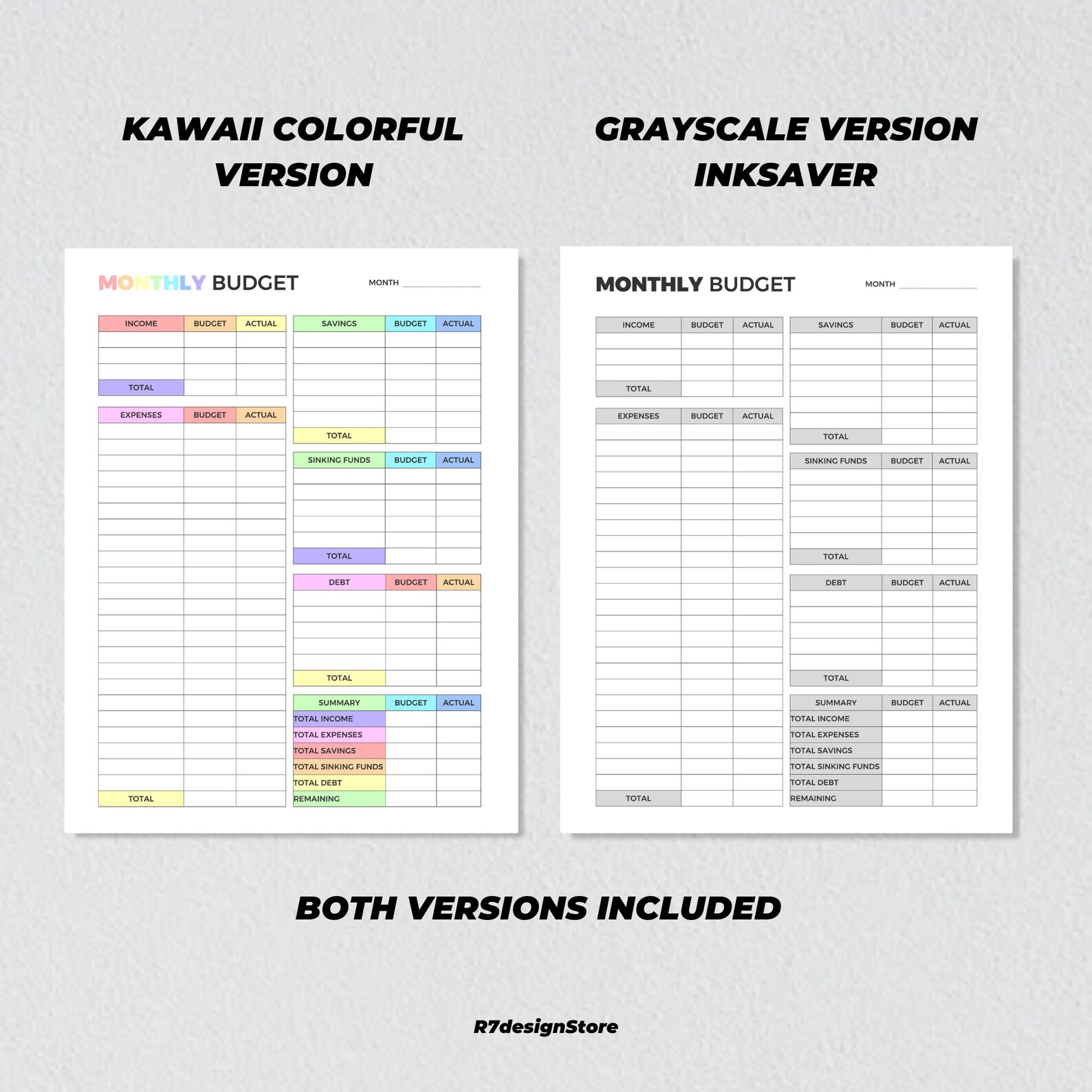 Monthly Budget Overview Template Printable, Budget Binder, Budget ...