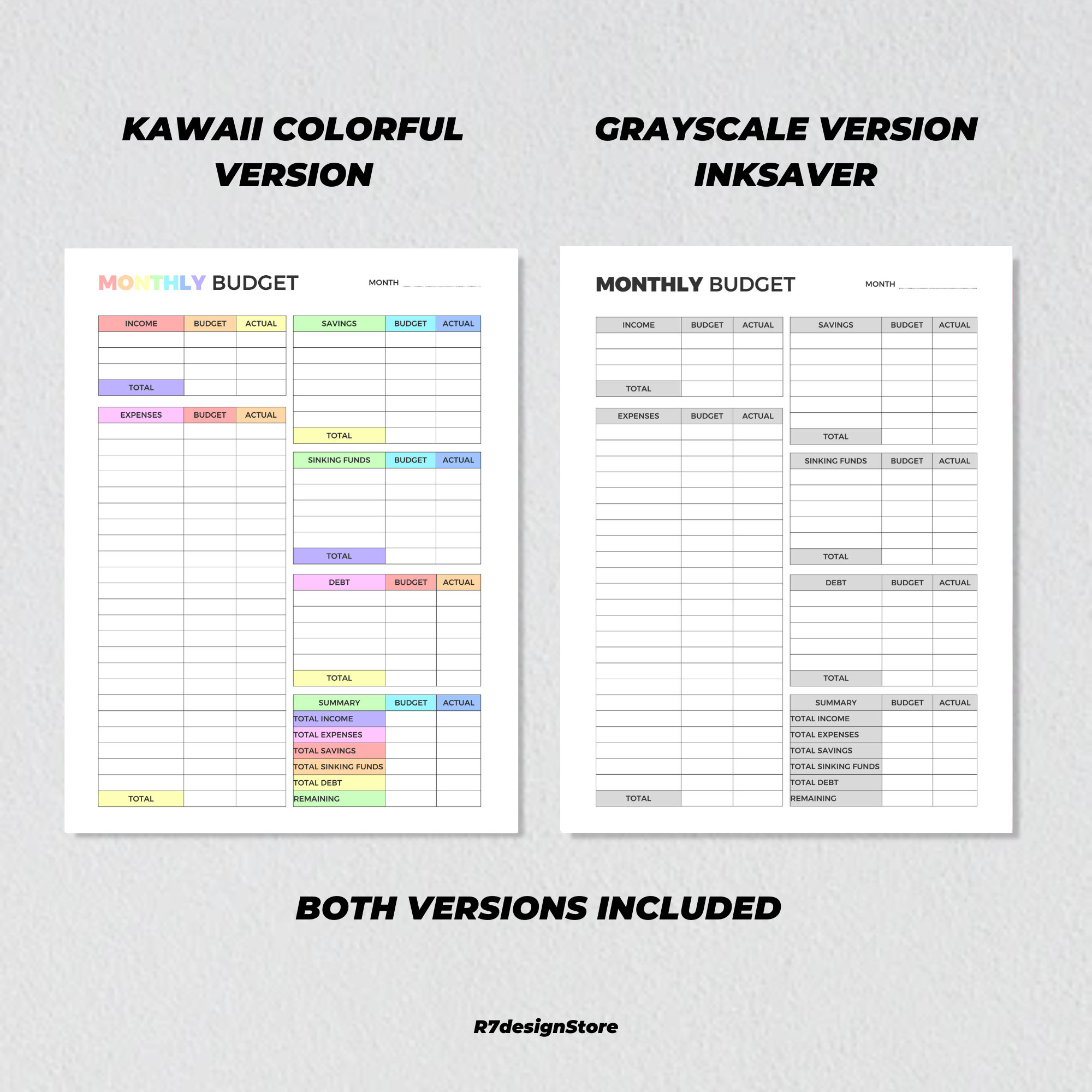 Monthly Budget Overview Template Printable, Budget Binder, Budget ...