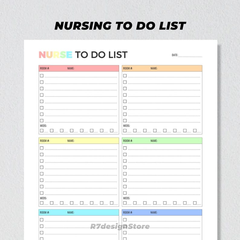 Nursing To Do List Printable Nurse Checklist Nursing Shift Planner