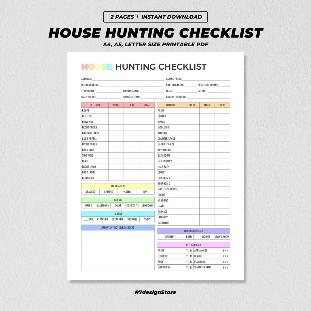 House Hunting Checklist Printable, First House Planner, Apartment Hunt ...