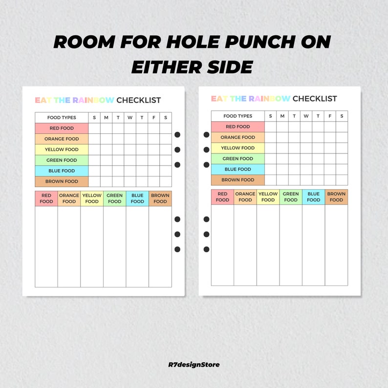 Rainbow Food Chart for Kids Printable, Eat the Rainbow Checklist ...