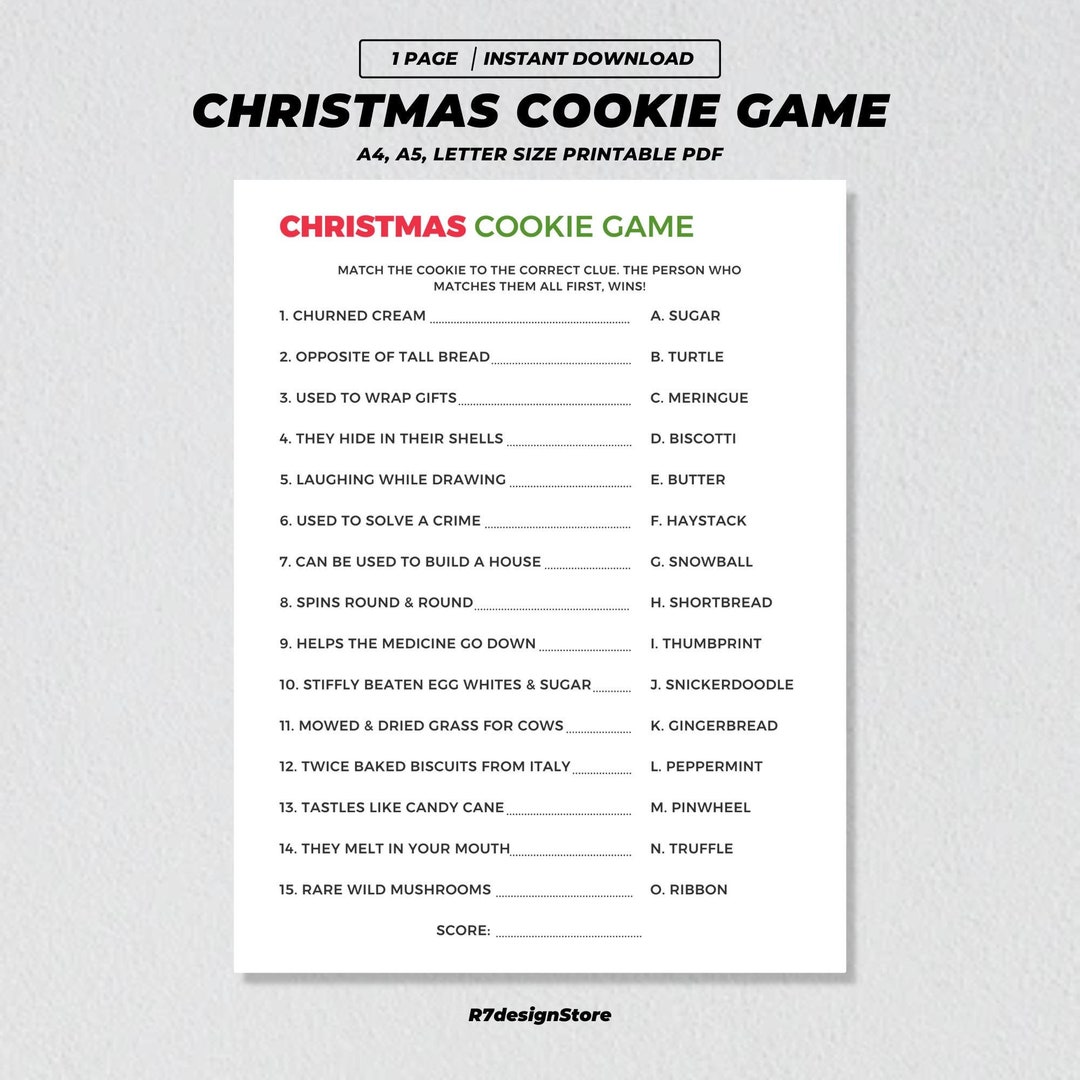Christmas Cookie Game Printable, Christmas Trivia, Xmas Group Activity ...