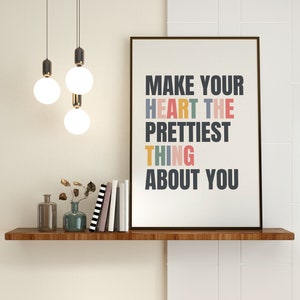 Heart Quote Printable Wall Art, Positive Colorful Typography, Love ...