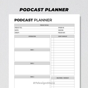 Podcast Planner Printable, Podcast Script Planning Checklist, Interview ...