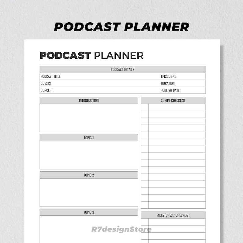 Podcast Planner Printable, Podcast Script Planning Checklist, Interview ...