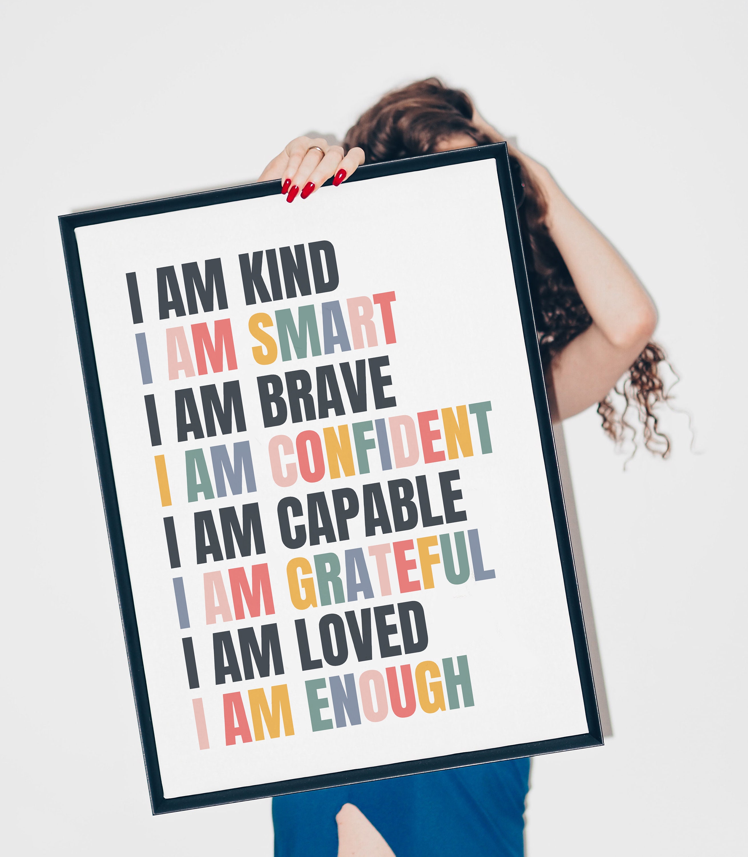 I Am Kind I Am Smart Art Printable, Colorful Motivational Wall Art ...