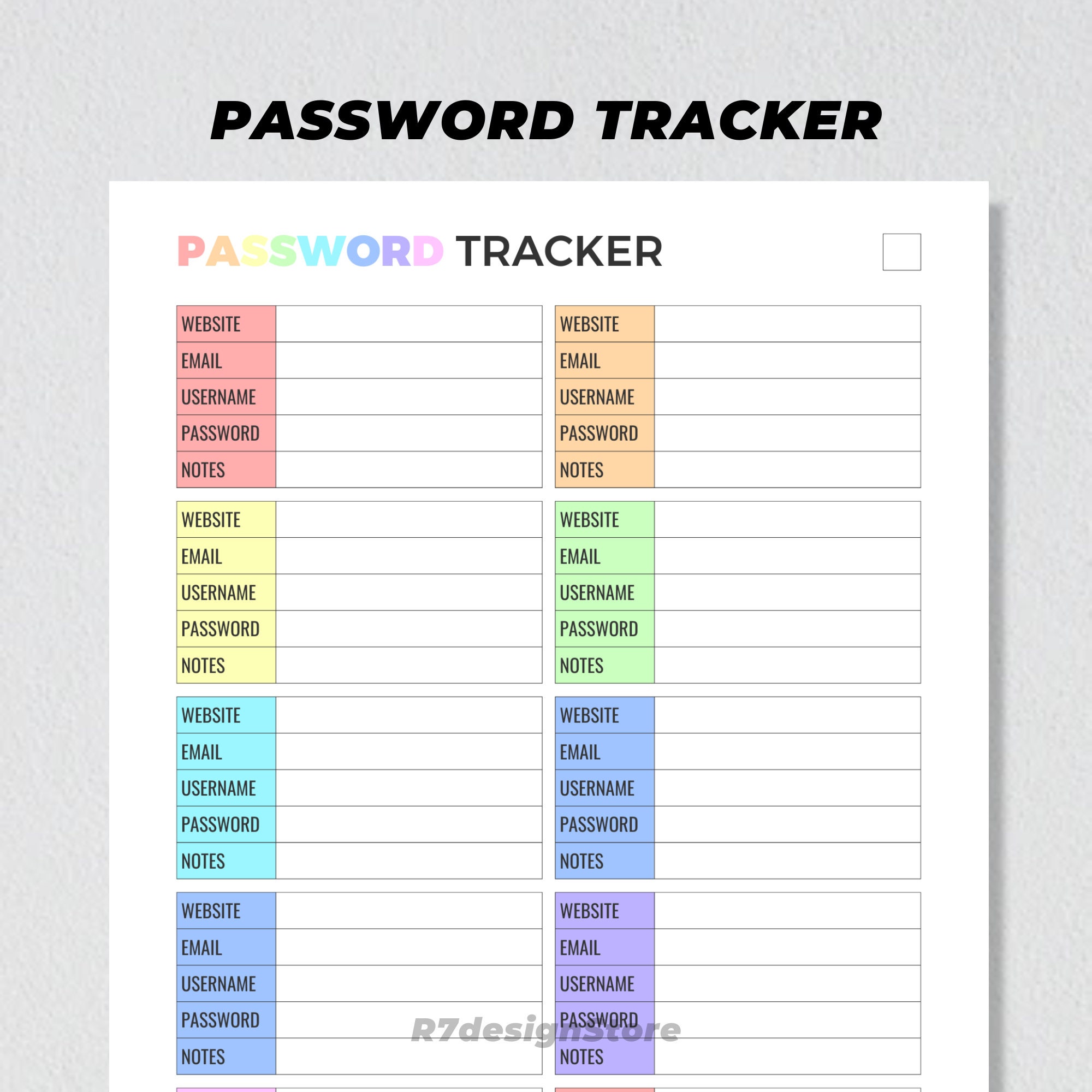 Password Tracker Printable, Password Organizer, Password Planner List ...