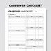 Caregiver Checklist Printable, Elderly Care Planner, Daily Caregiving Routine, Cleaning Tasks ...