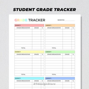 Grade Tracker Printable, Student Study Planner, University Assignment ...