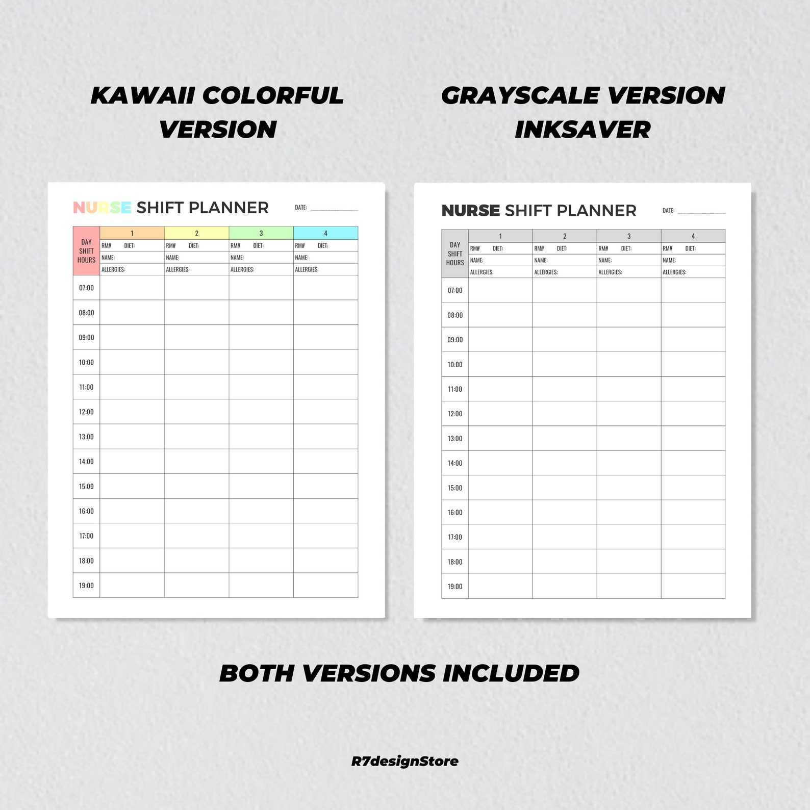 Buy Nurse Shift Planner Printable, Nursing Hourly Tracker, Day & Night ...