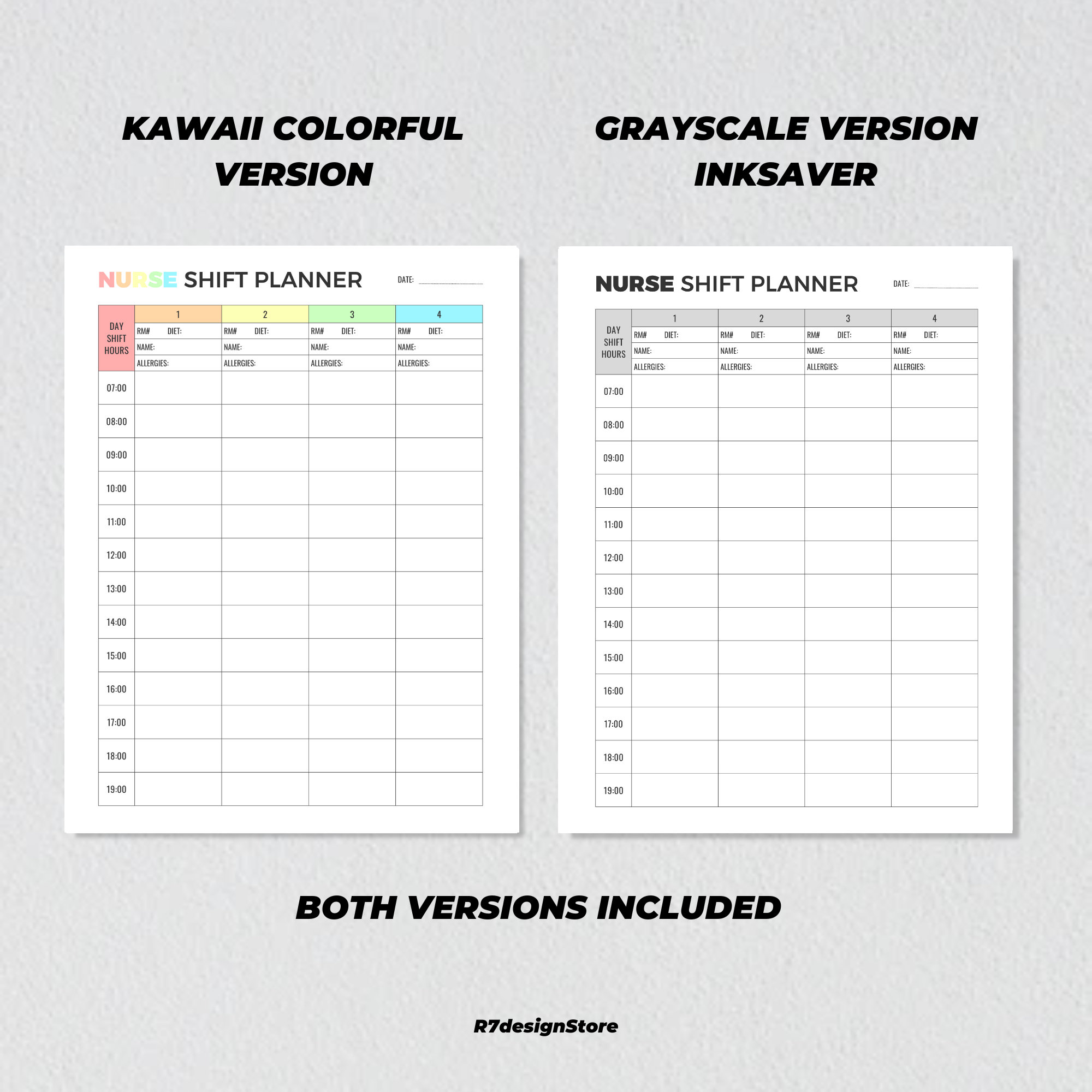 Nurse Shift Planner Printable, Nursing Hourly Tracker, Day & Night ...